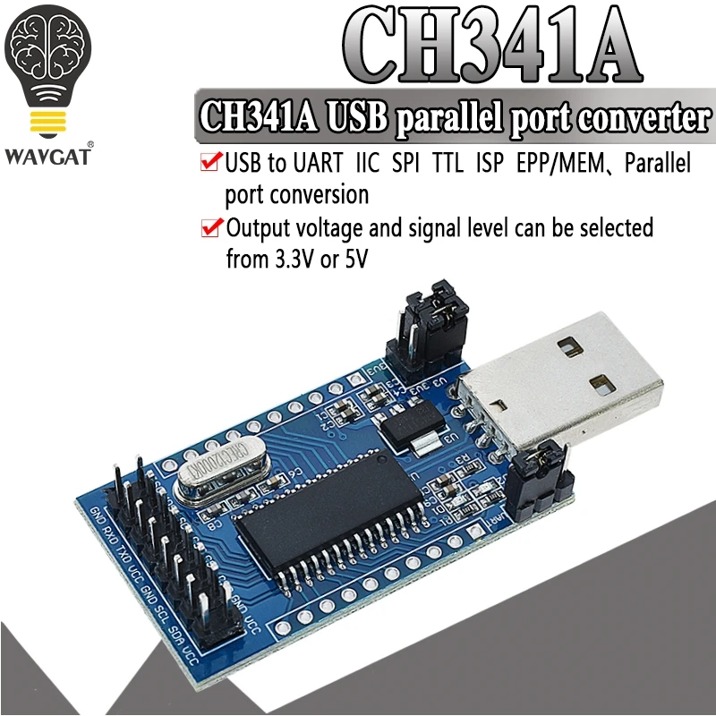 CH341 Programmer USB to UART IIC SPI I2C Convertor Parallel Port Converter Onboard Operating ...