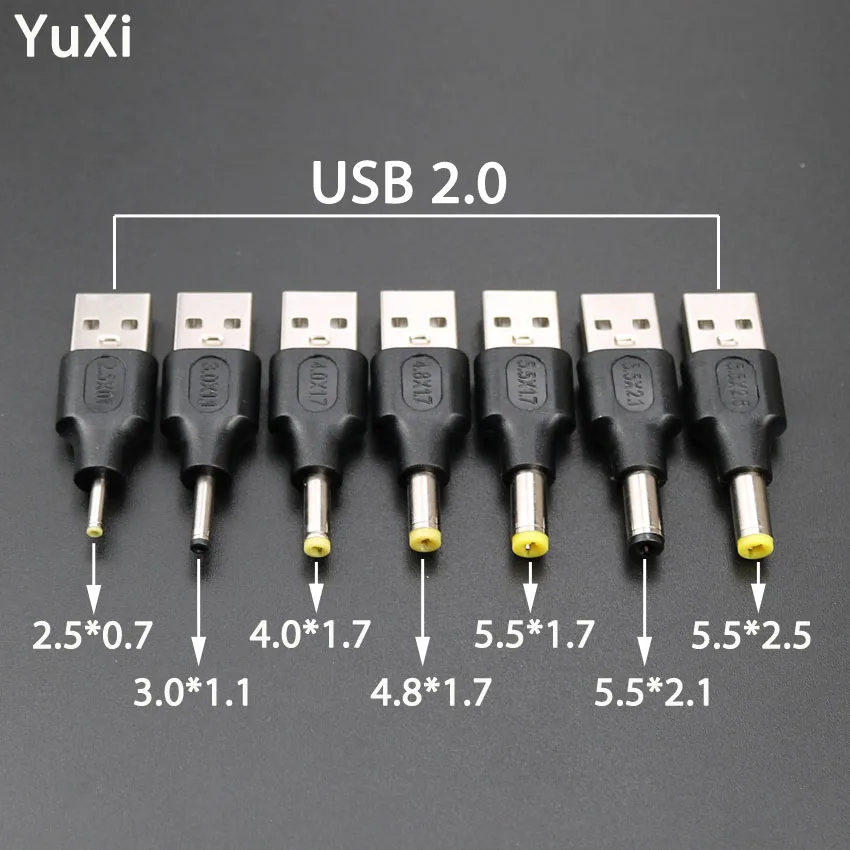 YuXi USB 2.0 유형 A 수 5.5x2.1 2.5*0.7 3.0*1.1 4.0 4.8*1.7 5.5*1.7 5.5*2.5mm 플러그 5V DC 전원 공급 장치 어댑터 ...
