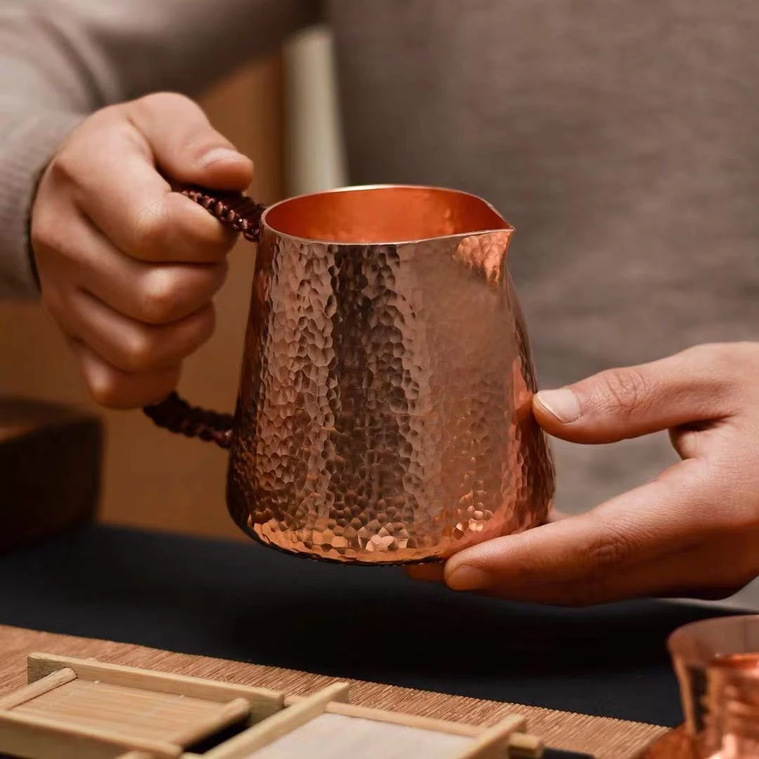 500ml Pure Copper Latte Pitcher Milk Jug Water Pots Kettles Hammer ...