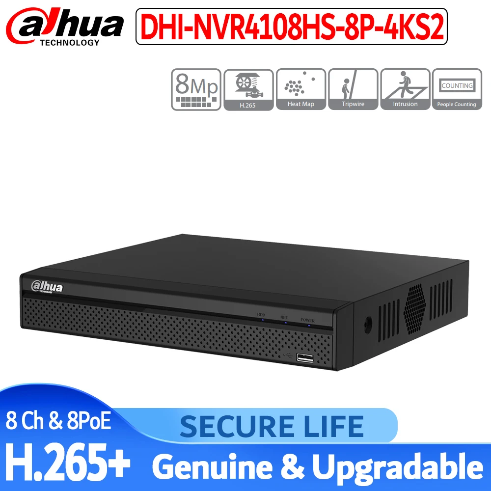 4K NVR NVR4108HS 8P 4KS2 8ch with 8PoE ports Max 8MP Resolution 4K H ...