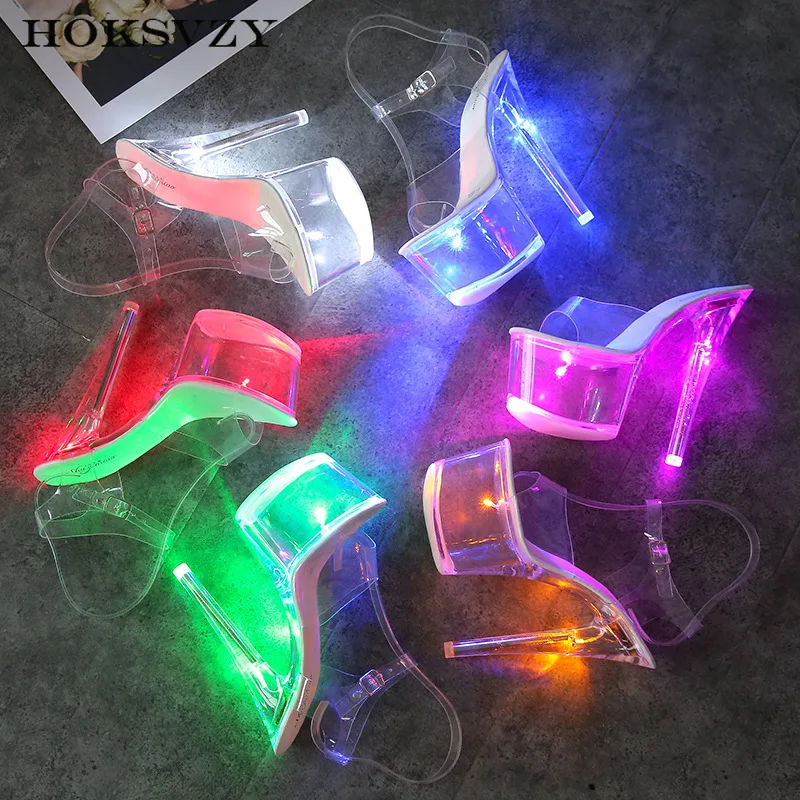 HOKSZVY 34 43 Nightclub LED Light High Heels Sandals Luminous Shoes ...