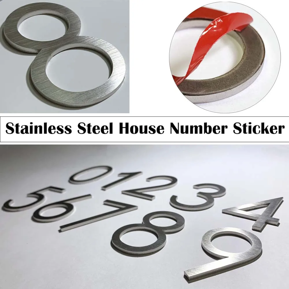 60mm-Stainless-Steel-Self-Adhesive-House-Number-Sticker-Metal-Doorplate ...