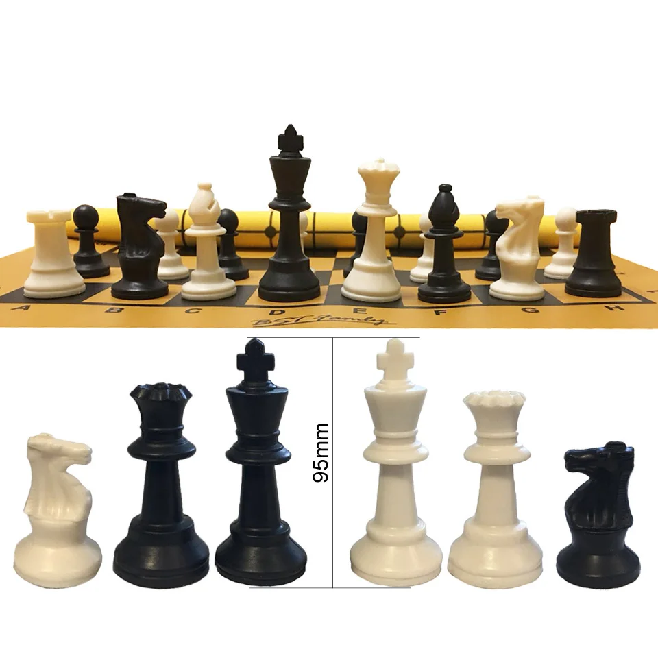 High-Quality-Chess-Set-King-Height-95mm-Chess-Game-PU-Leather-Fiber ...