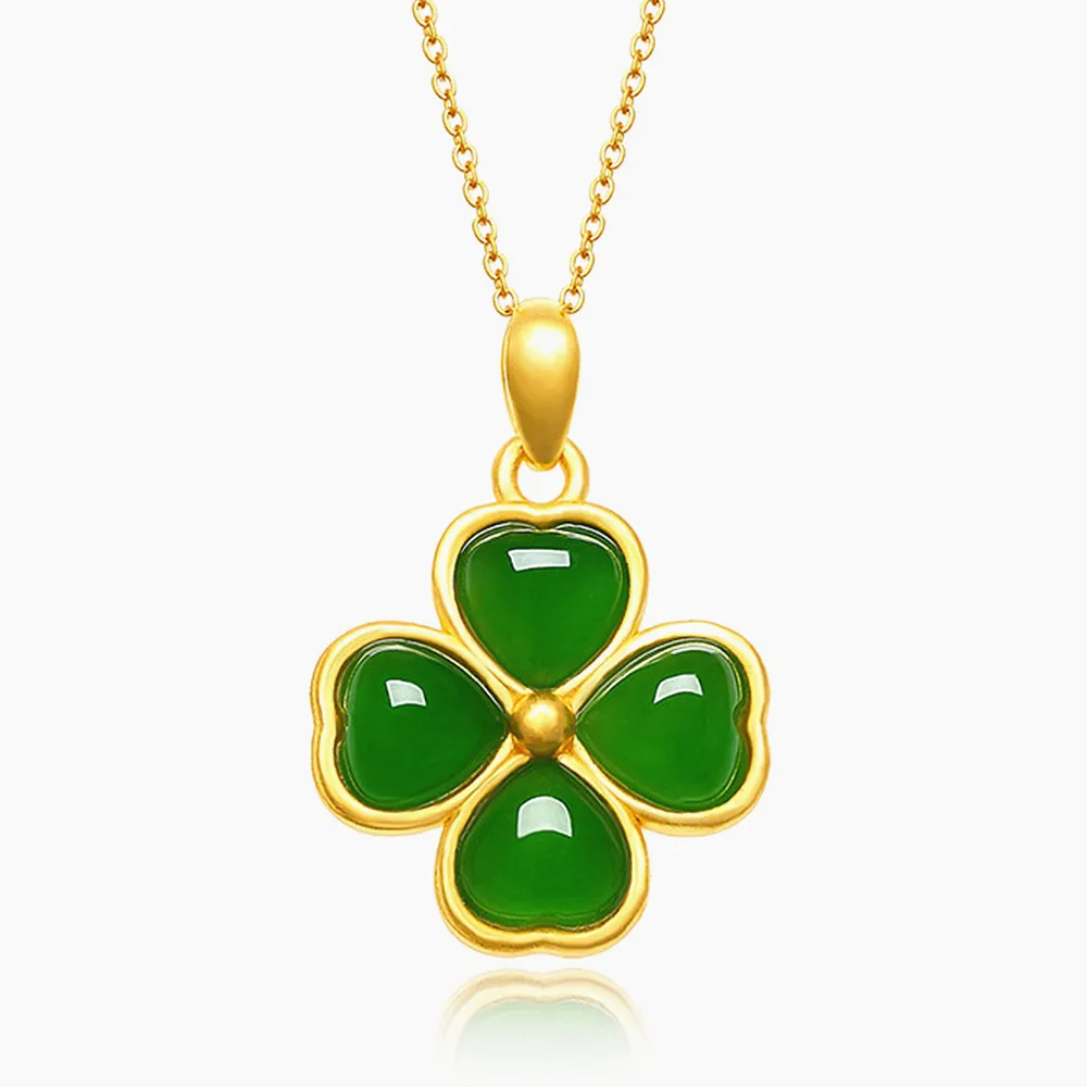 Gold Plated Jade Clover | Choker Chain Jewelry | Clover Green Color ...