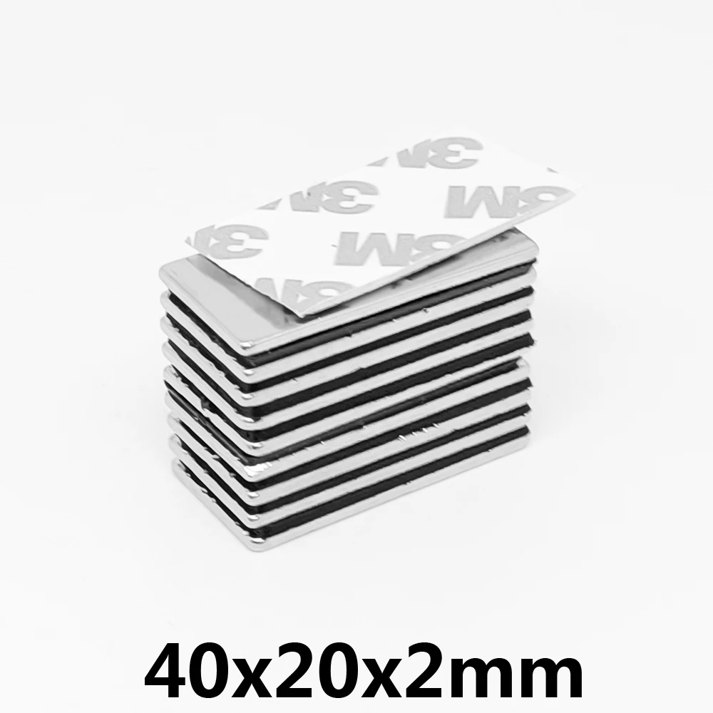 블록 강력한 강력한 자석, 3M 자체 접착, 긴 네오디뮴 자석 시트, 40x20x2mm, 40x20x2mm, 2 개, 5 개 ...