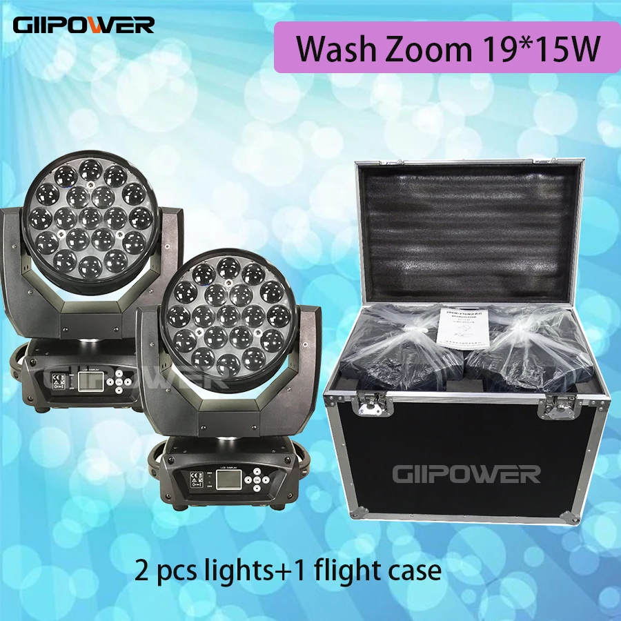 No Duty 19x15w RGBW Wash Zoom Moving Head Light And Flightcase LED ...