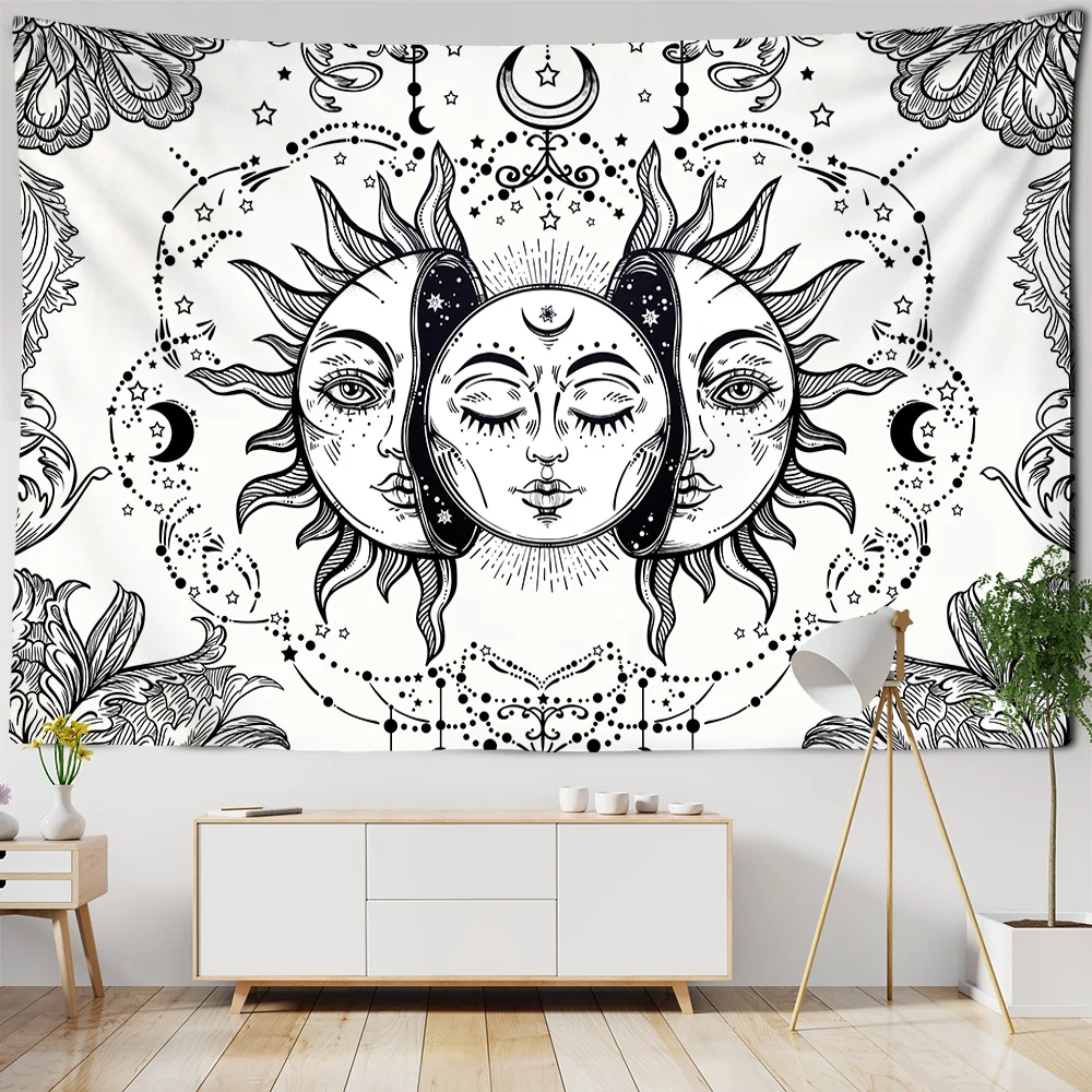 Colourful Sun Moon Mandala Tapestry Wall Hanging