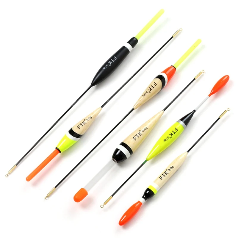 5pcs Fishing Float Buoy Barr Wood Fluorescent Fishing Light Tail Stick ...