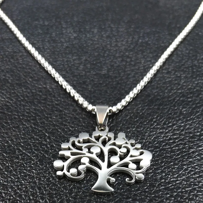 2020 collares de moda Árbol de la vida collar de Color plateado de ...
