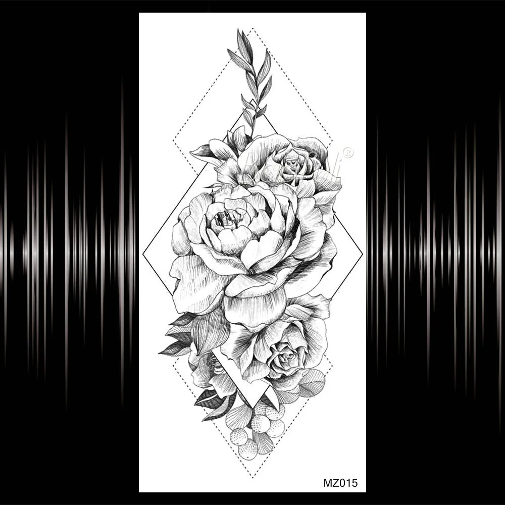 Diamond And Rose Tattoo Outline