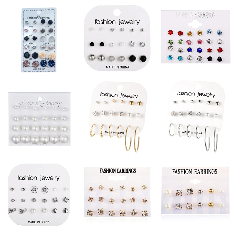 2020-Mixed-Small-Earrings-Set-Simple-Geometric-Stud-Earrings-for-Women ...