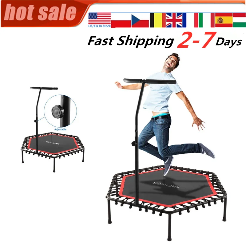 Round Children Mini Trampoline with handrail Jumping Trampoline Rebound ...