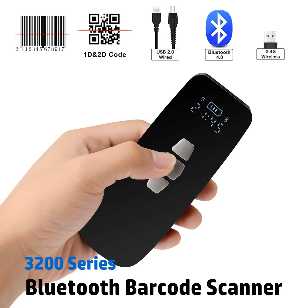 Mini 1d/2d Bluetooth Barcode Scanner, 3-in-1 Bluetooth & 2.4g Wireless ...