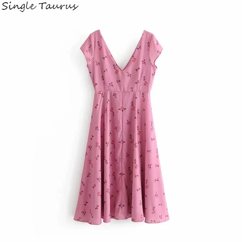 Europe America Floral Print Dress Women Sweetheart Preppy Style Robe ...