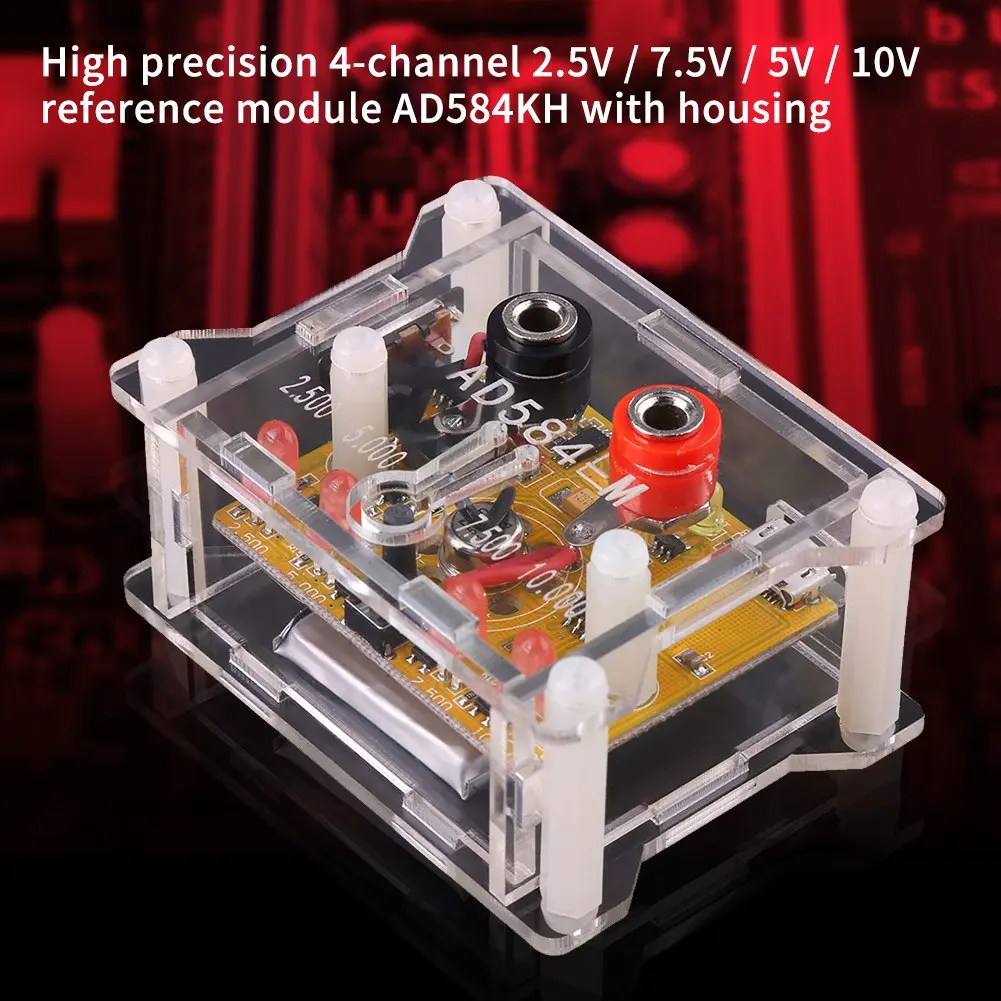 AD584 4 канала 2,5 V/7,5/5В/10В высокой точности Напряжение Ссылка Модуль с прозрачным Корпус