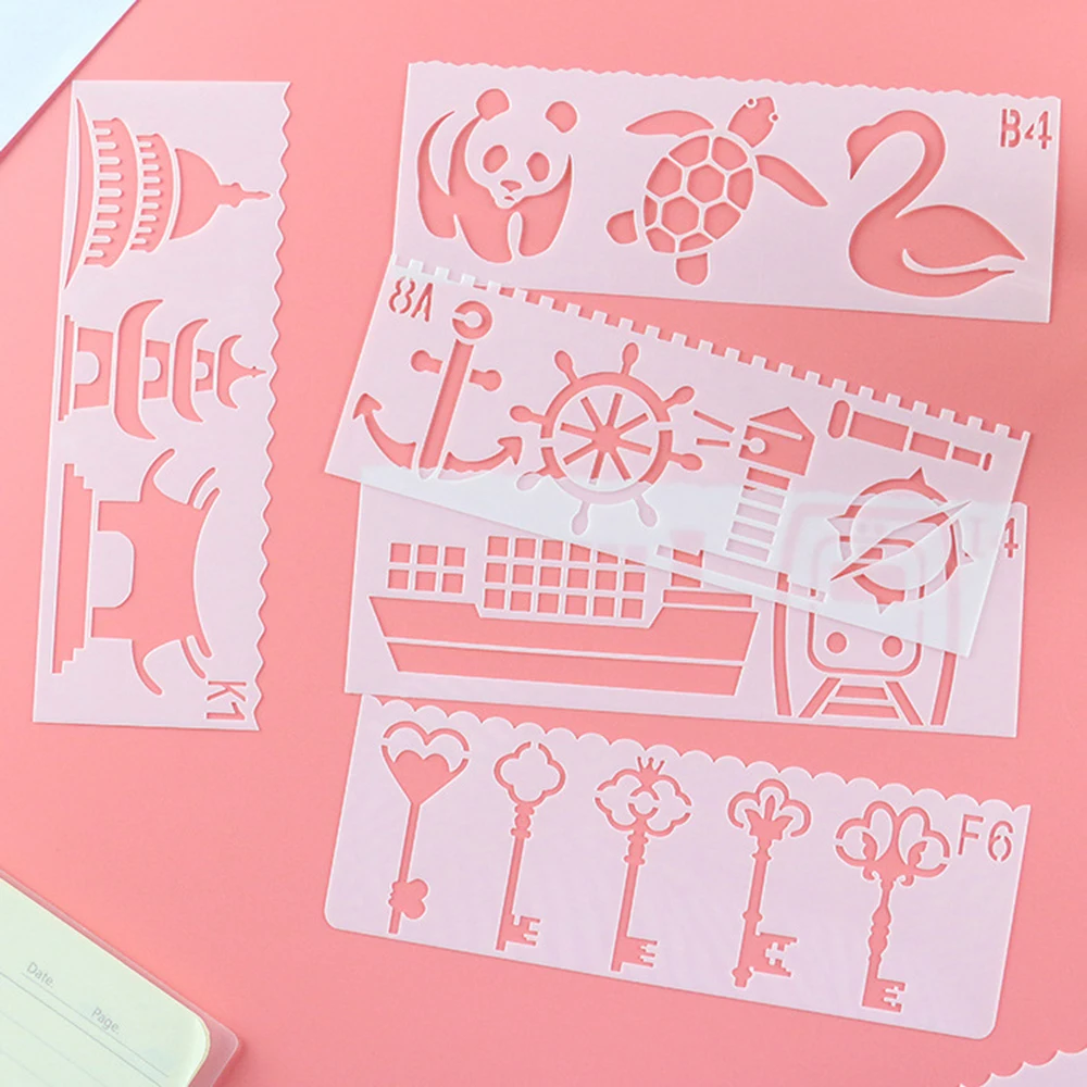 8pcs/set Letters Painting Template Ruler Diy Layering Stencils ...