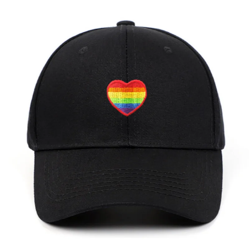 Heart Embroidery Baseball Cap | Baseball Cap Rainbow | Caps Men Heart ...