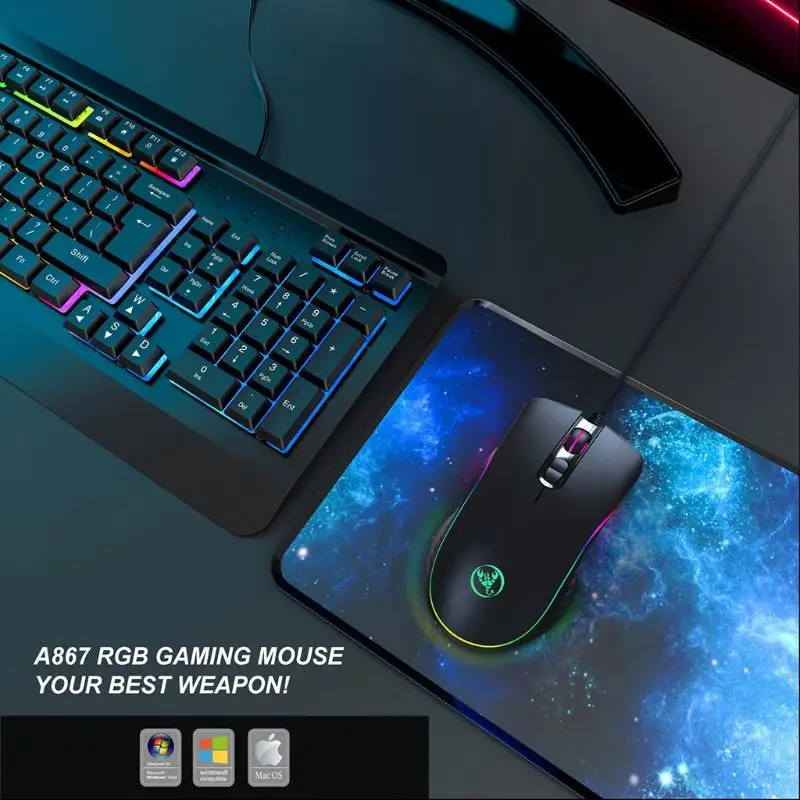 A867 игровая мышь 7 кнопок 6400 точек дюйм оптическая Usb Проводная