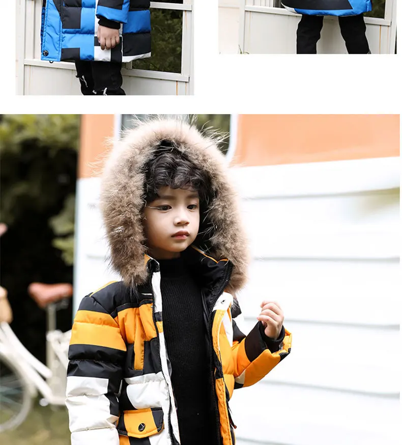 Детский зимний комбинезон, зимнее пальто, детские парки, верхняя одежда и пальто, с меховым ...
