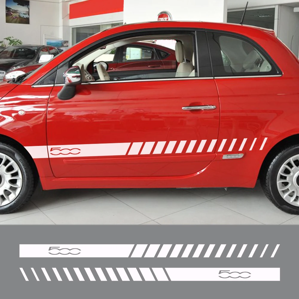 2PCS-Car-Decals-Vinyl-Door-Side-Stripes-Stickers-For-Fiat-500-Abaith ...