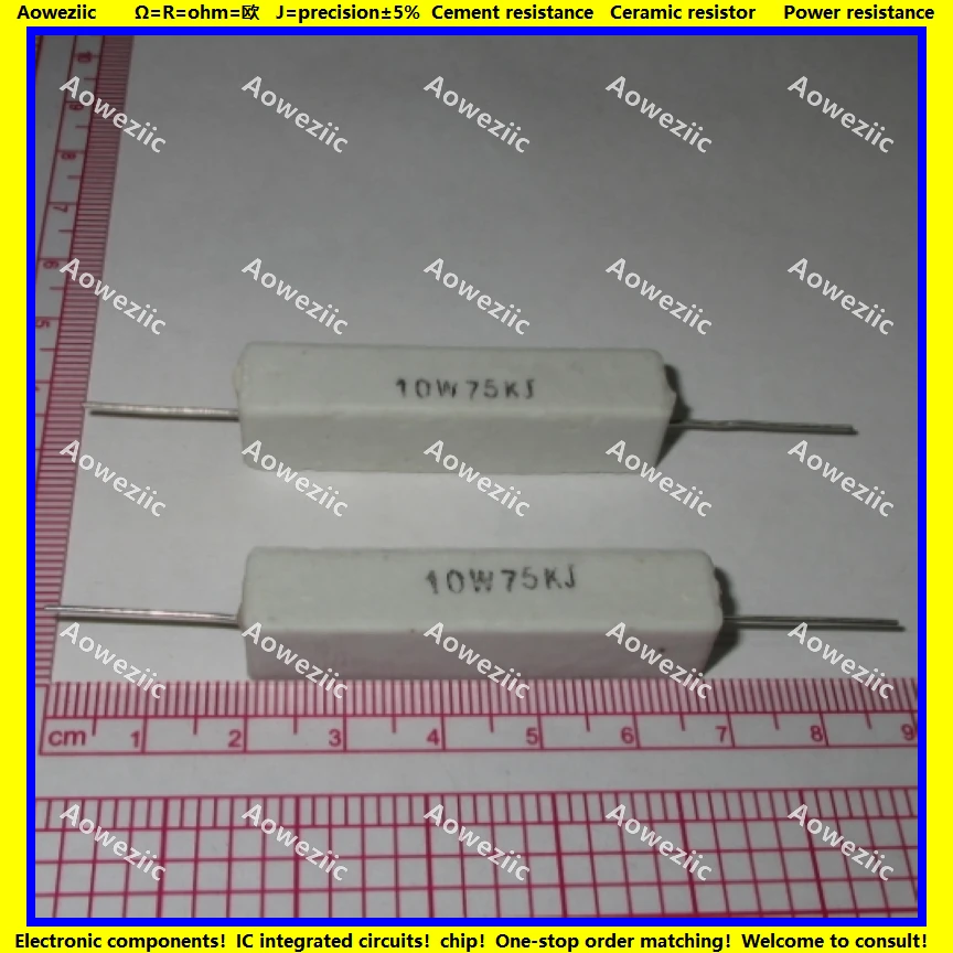 10Pcs RX27 수평 시멘트 저항 10W 75K 옴 10W75KJ 10W75K 75000 옴 세라믹 저항 정밀도 5% 힘 저항|저항기| - AliExpress