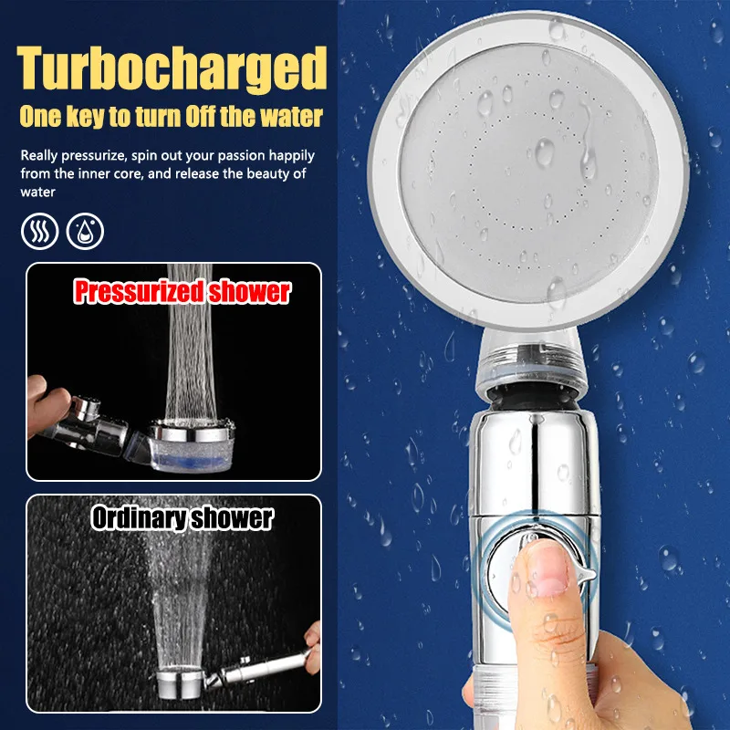 POMMEAU DE DOUCHE,D--Pommeau de douche avec filtre, turbo débit haute pression, SPA, douche ...