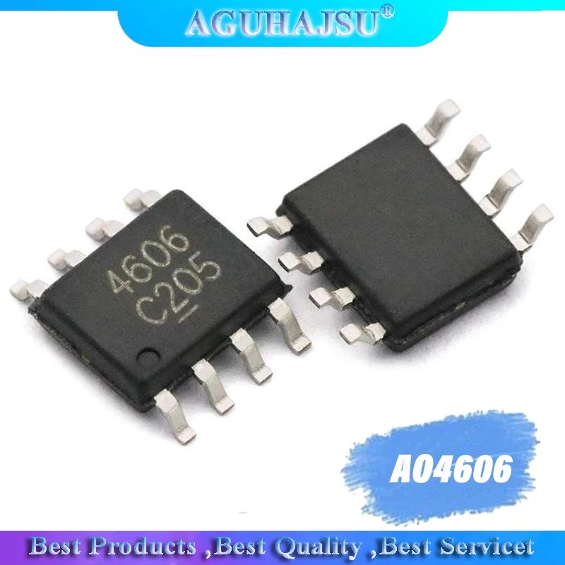 고전압 MOSFET 칩 MOS 전계 효과 트랜지스터 스위치, SMD 4606 N + P 채널, AO4606 SOP8 AO4606C SOP, 10 개|반도체 집적회로 ...