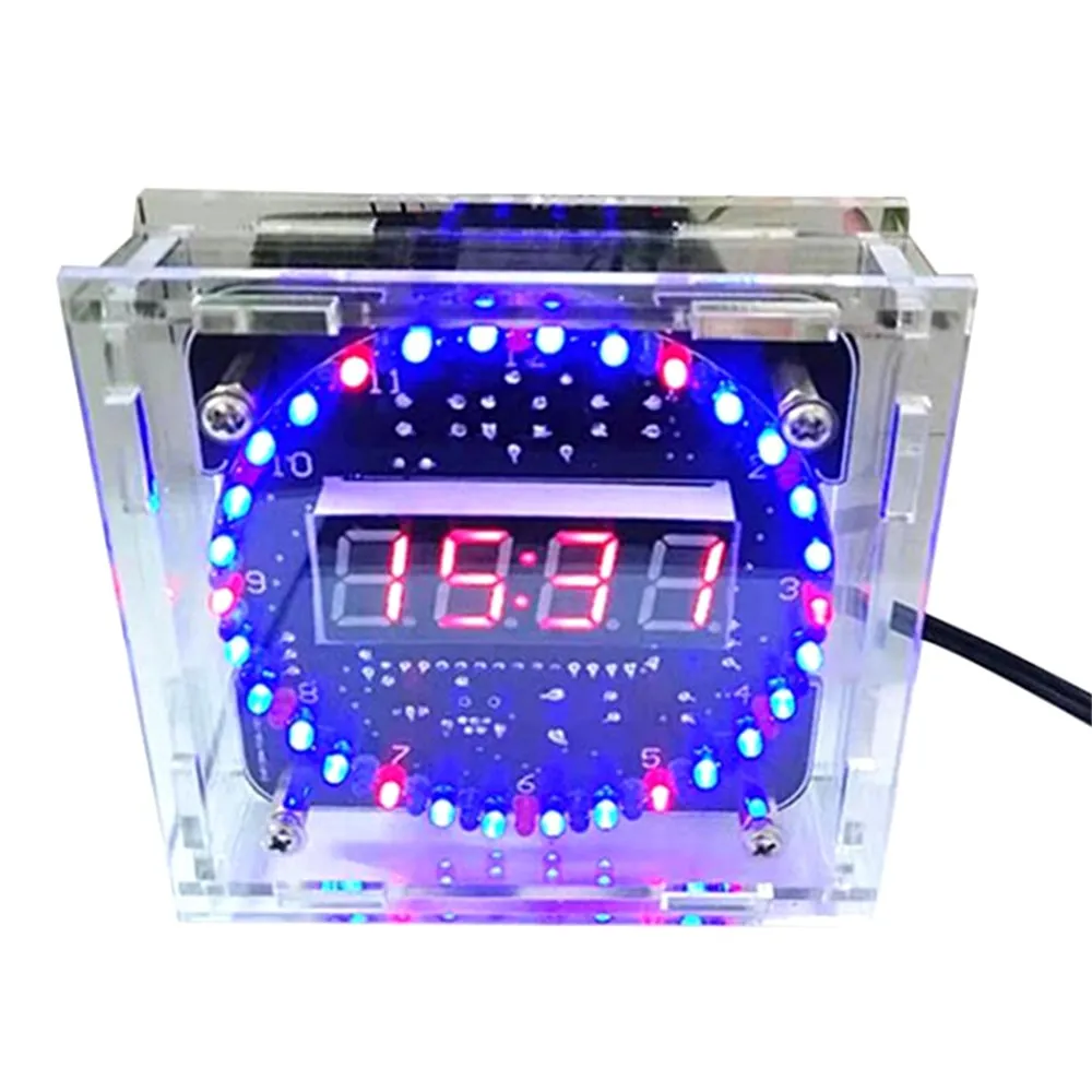 Diy Ds1302 Rotating Led Electronic Clock Kit | C51 Diy Kit Electronic ...
