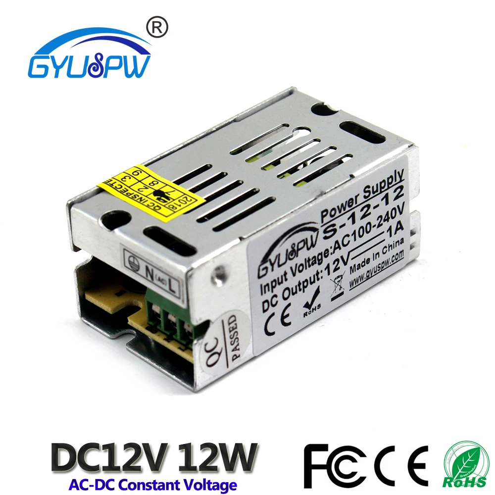 Mini Size Switching Power Supply DC 12V 1A 12W Power Adapter Transformer 100 240V AC to DC12V ...