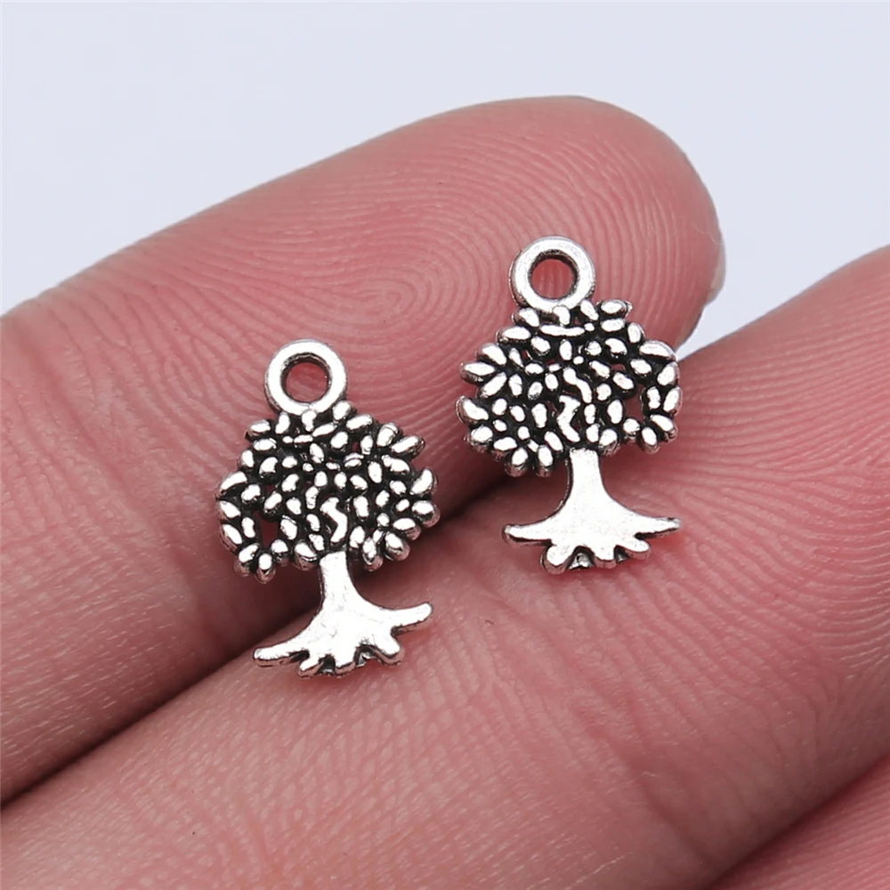 WYSIWYG 40pcs 13x8mm Antique Silver Color Tree Charms Pendant For ...