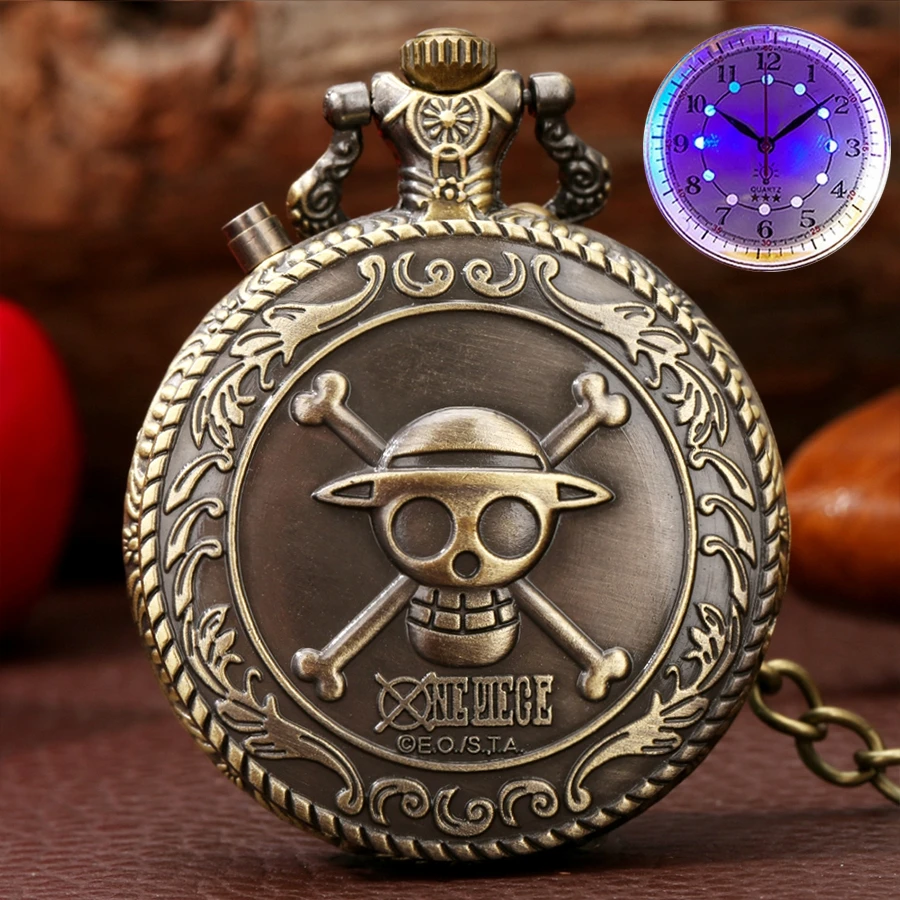 Luminous Led Pocket Watch Japan Cartoon Anime One Piece Pocket Watches ...