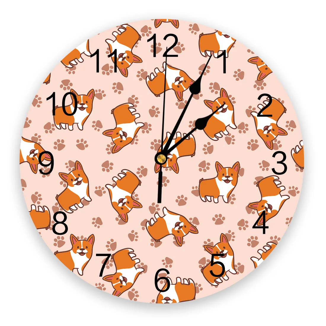 Cartoon Pet Corgi Dog Cute Silent Wall Clock Kitchen Living Room ...