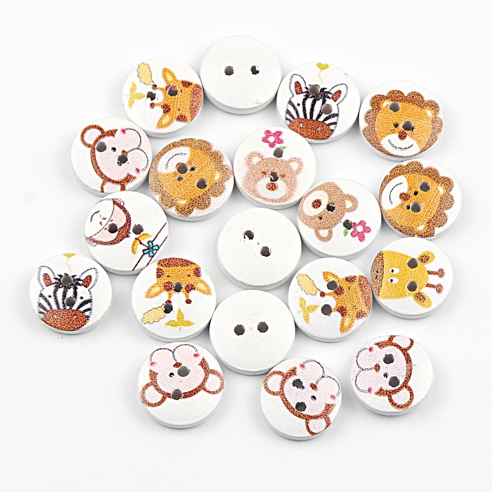50pcs-Mixed-Animal-Painting-Wooden-Sewing-Buttons-For-Baby-Clothing ...