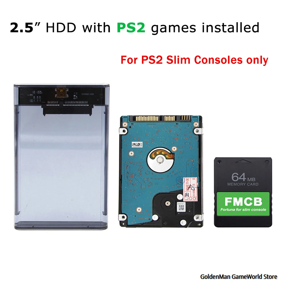 FMCB-disco duro SATA para PS2 Slim + 2,5 ", 8MB/16MB/32MB/64MB, 500GB/1 ...