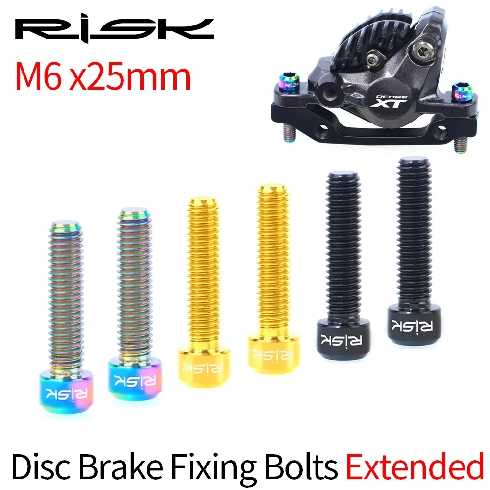 RISK-2pcs-M6x25-Bicycle-Disc-Brake-Caliper-Bolt-Titanium-Alloy-MTB ...