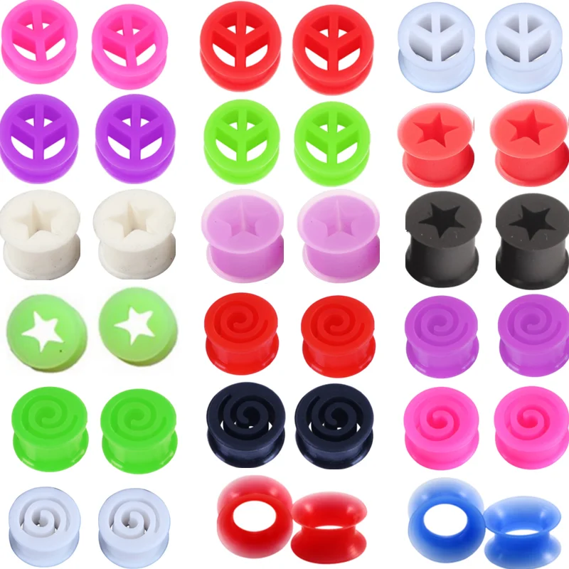 1Pair Silicone Ear Gauges Plugs And Tunnels Star Dilataciones Oreja ...