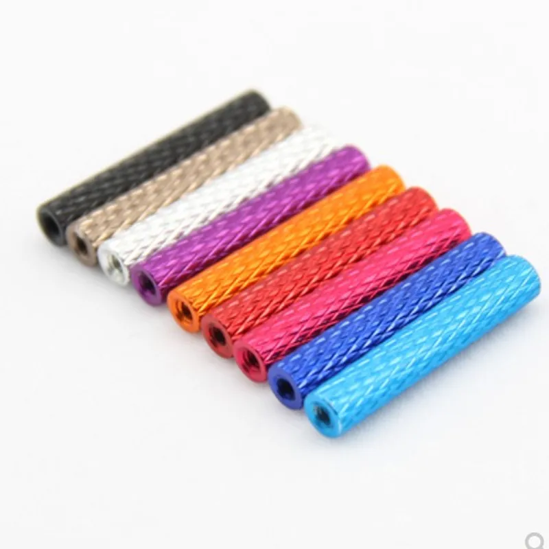 10pcs/lot M3 3mm Colourful Aluminum Knurled Spacer Standoff M3x10/15/20 ...