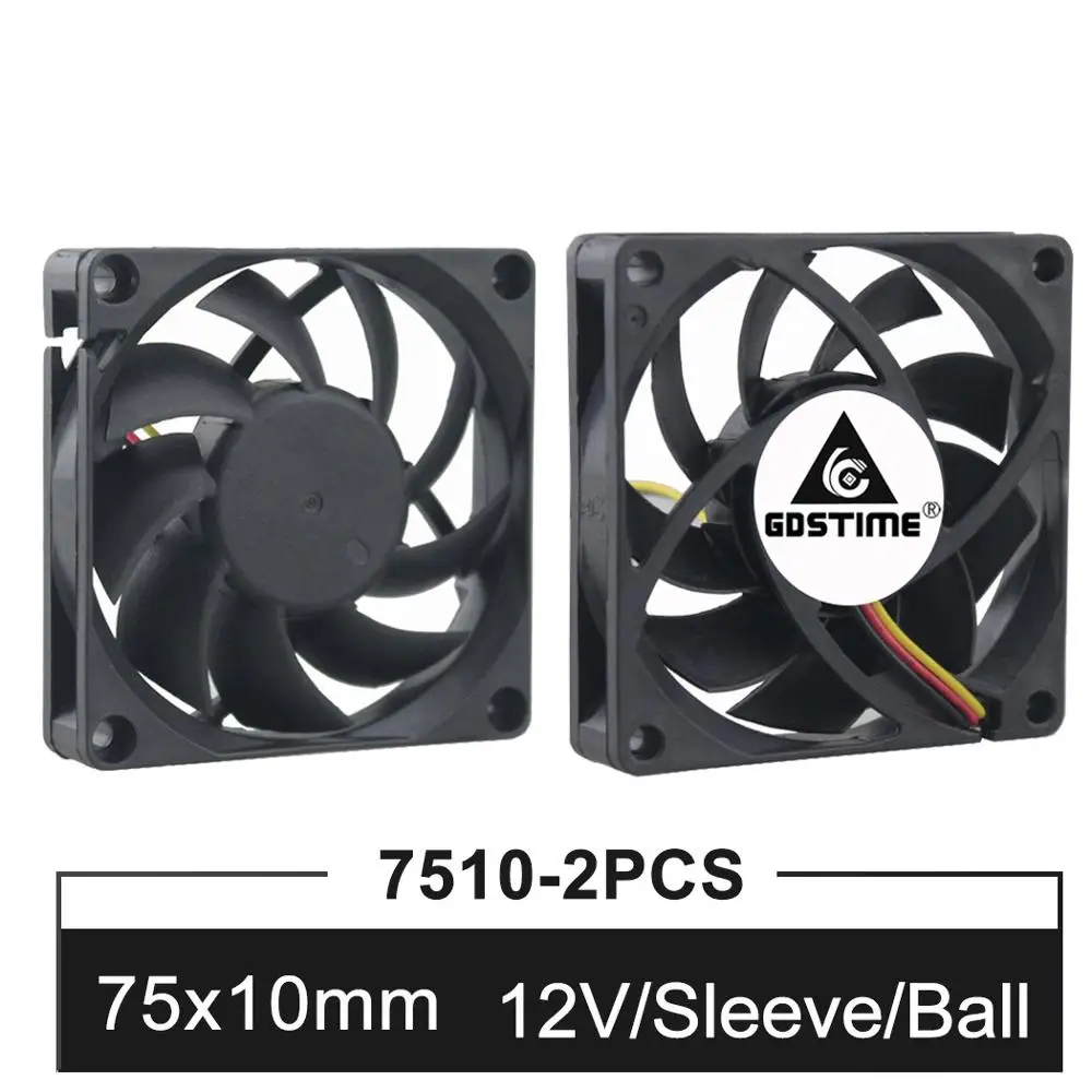 Gdstime 2pcs 12v 3-pin Cpu Cooler 70mm Fan Pc Computer Heatsink 70mm ...
