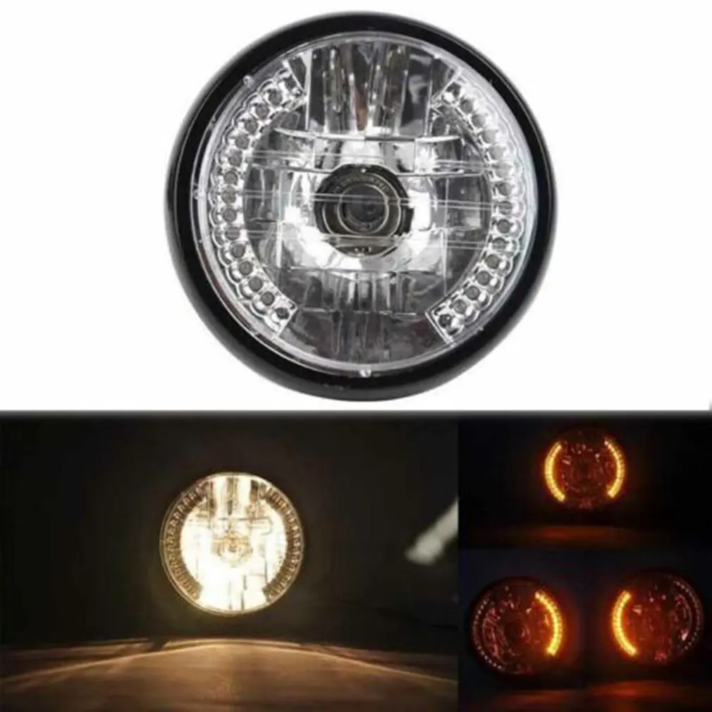 New-Universal-7-12v-Motorcycle-Round-Headlight-Turn-Signal-light-Head ...