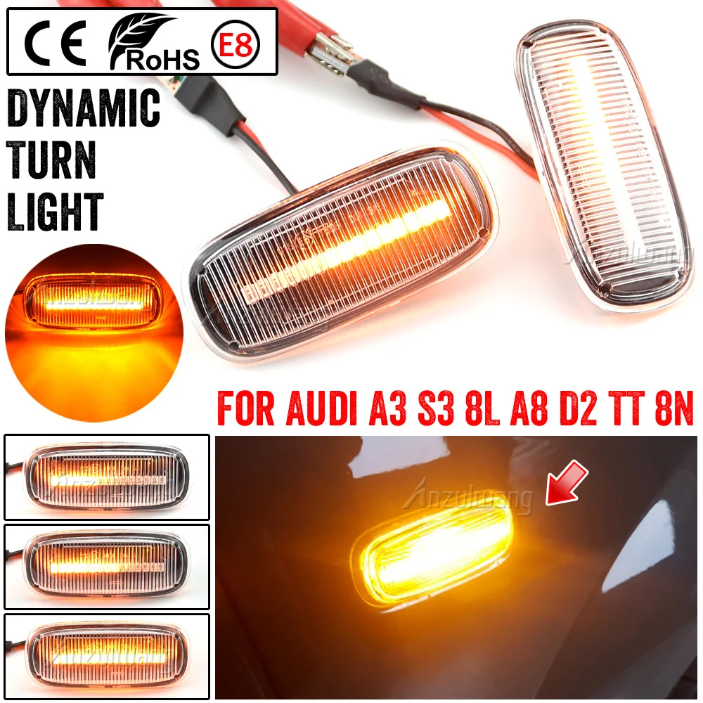 Dynamic Flashing Led Side Marker Turn Signal Light For Audi A3 S3 8L A4 ...
