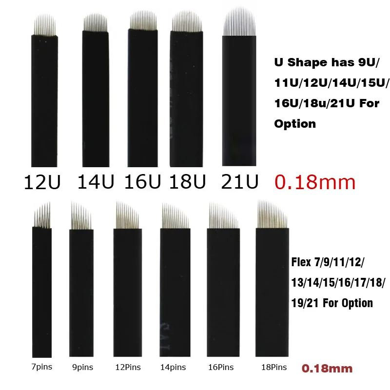 200pcs Microblading Blades Nano 9/11/12/14/16/18/21 U Shape ...