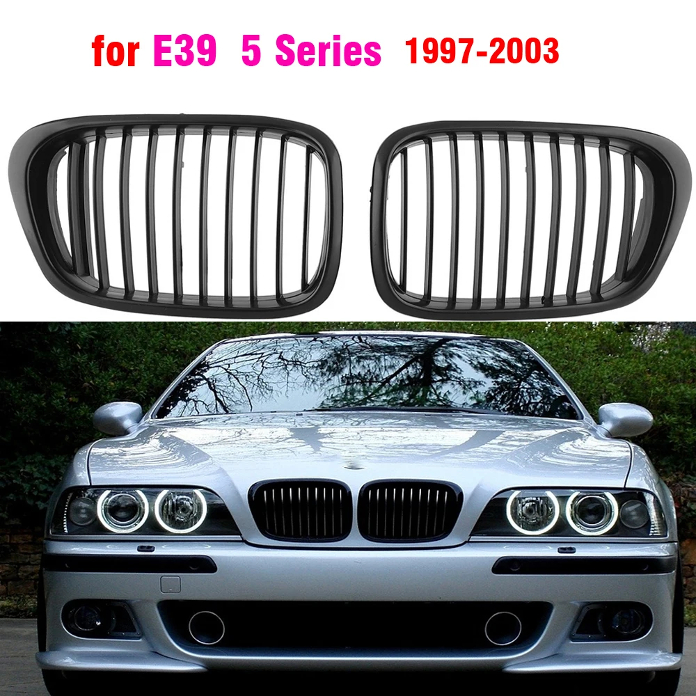 Front-Center-Matte-preto-Wide-Kidney-Hood-Grille-Grill-Para-BMW-E39-525 ...