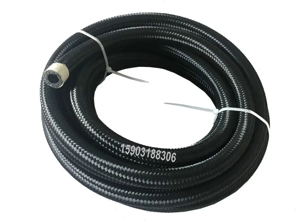 Auto Racing An6 Black Nylon Braided Fuel Oil Gas Hose Line 1m Vehicle ...