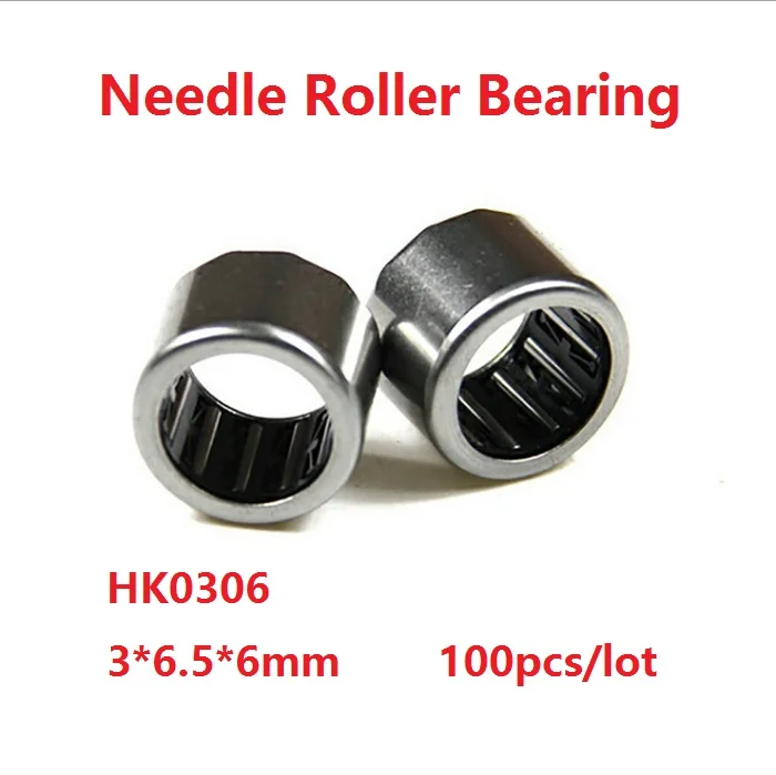 100pcs/lot HK0306 HK3*6.5*6 Drawn Cup Type Needle Roller Bearing 3*6.5* ...