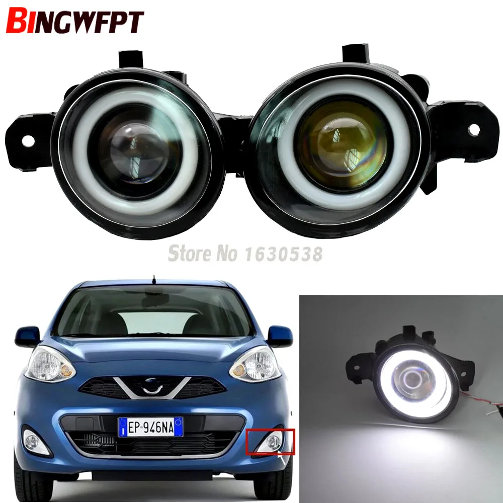 Car Angel Eye Fog Light Assembly LED Lens Fog Daytime Running Lamp 12V ...