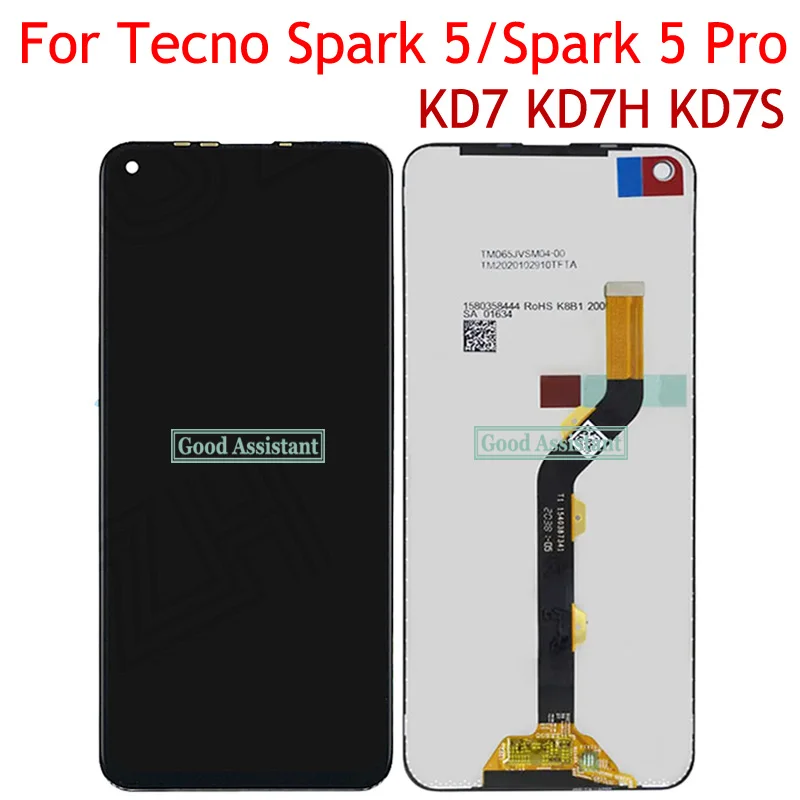 Black 6.6 Inch For Tecno Spark 5 / Tecno Spark 5 Pro Lcd Display Touch Screen Digitizer Assembly ...