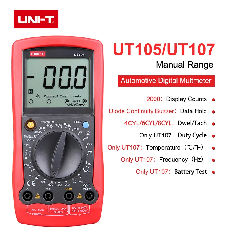 UNI T Handheld AC/DC Digital Automotive Multimeter Multipurpose Meters ...