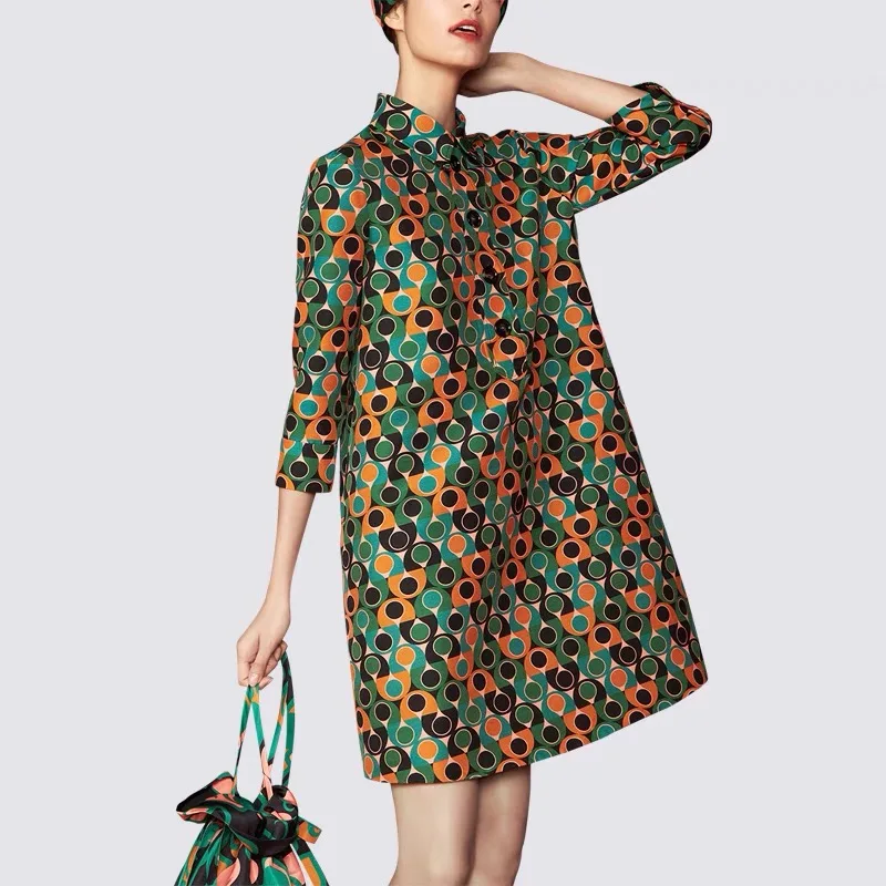 Robe-de-bureau-l-gante-col-rabattu-pour-femmes-d-contract-e-manches ...