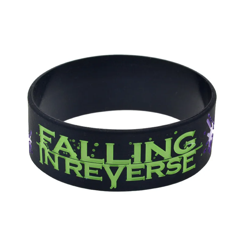 OBH 1PC Falling in Reverse 1 Inch Wide Silicone Rubber Bracelet Black ...