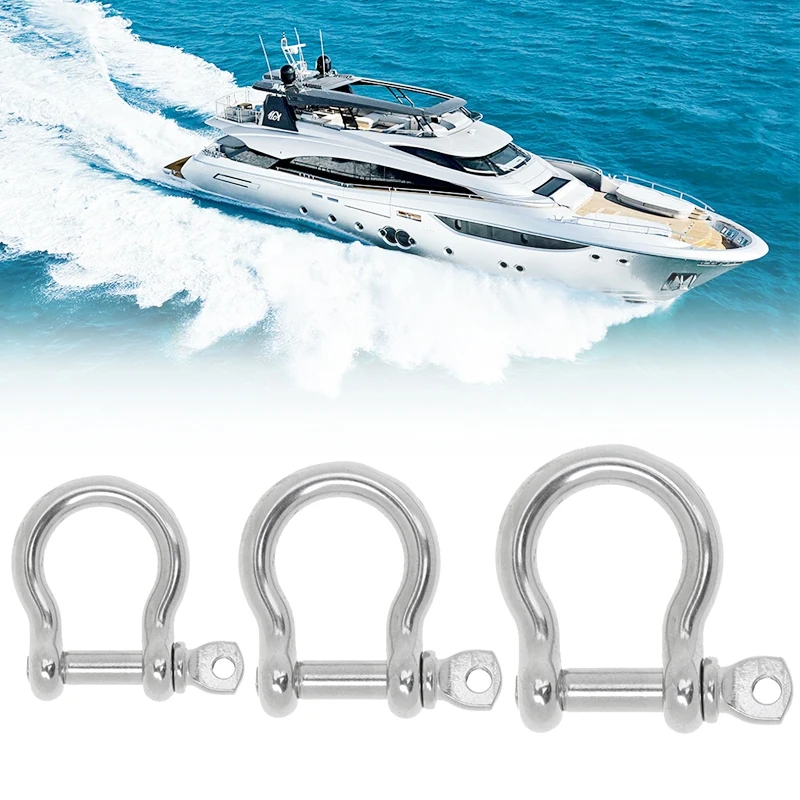 3-Pcs-Boat-Bow-Shackle-With-Screw-Pin-Anchor-Shackle-Stainless-Steel ...